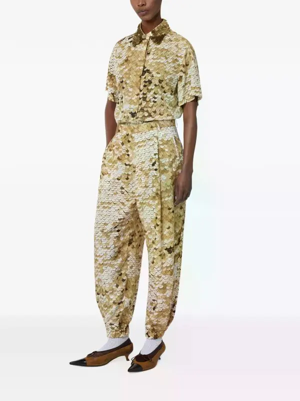 Moschino Sequin-embellished Pleated Trousers - Neutrals