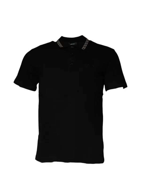 Versace Greca-trim Polo Shirt - Black