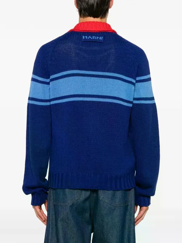 Marni Striped Zip-up Cotton Sweater