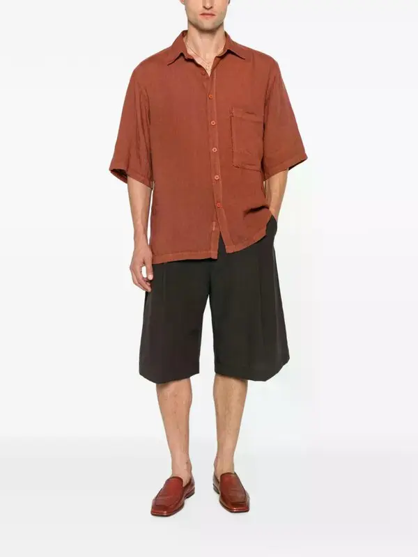 INLINUM Frayed-edge Chest-pocket Shirt