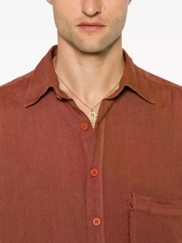 INLINUM Frayed-edge Chest-pocket Shirt