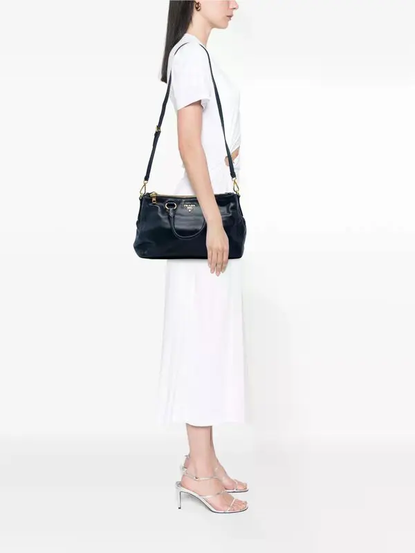 Prada 2010-2026 Soft Calf Double Zip Convertible Tote Satchel