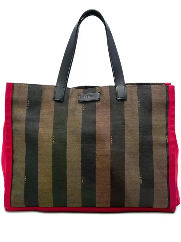 Fendi 2010-2026 Pequin Canvas Simply Shopping Tote Bag - Brown