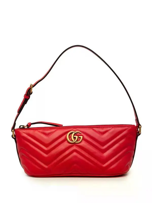 Gucci Gg Marmont Matelassé Calfskin Shoulder Bag - Red