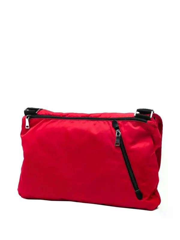 Prada Tessuto Zip Double Buckle Messenger Bag