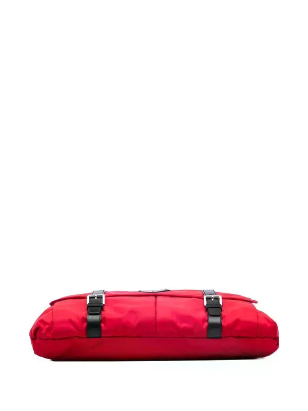 Prada Tessuto Zip Double Buckle Messenger Bag