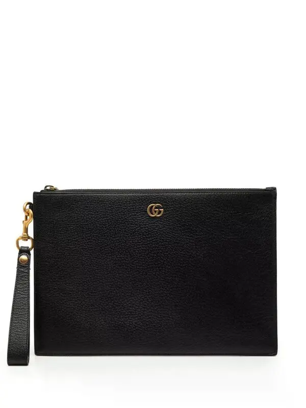 Gucci 2016-2026 Gg Marmont Calfskin Clutch Bag - Black