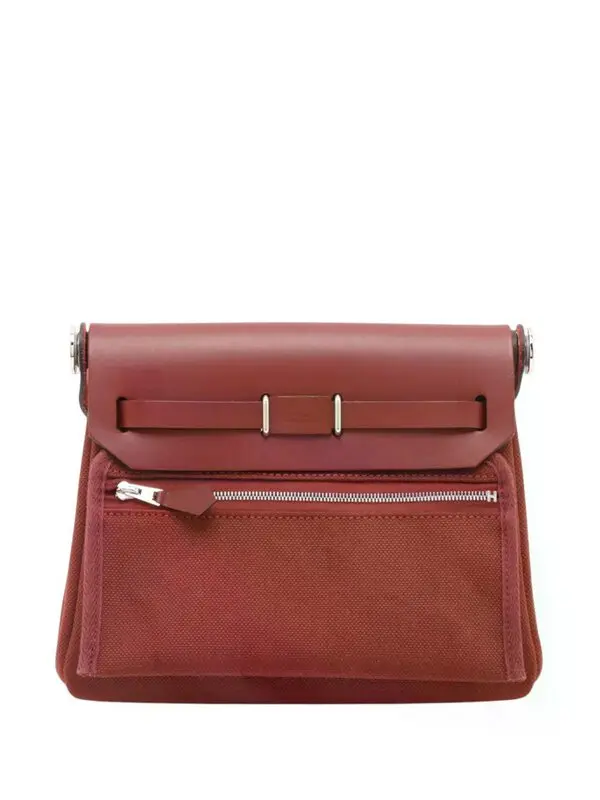 Hermès Military Toile And Vache Hunter Herbag Zip 20 Crossbody Bag - Red