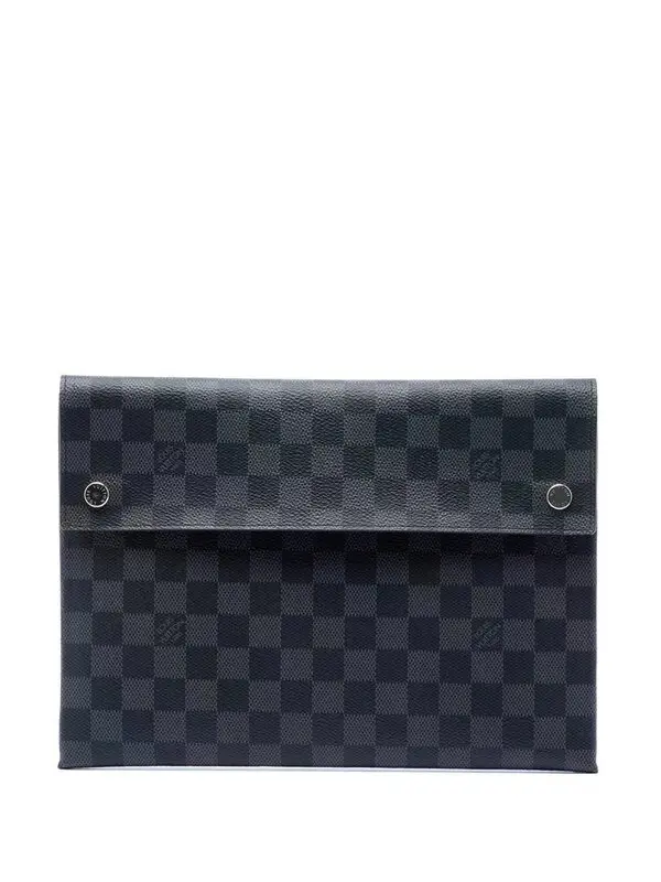 LOUIS VUITTON 2019 Damier Graphite Alpha Pochette Gm Clutch Bag - Black