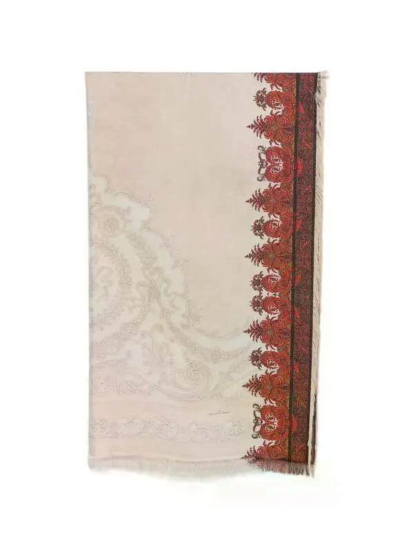 PIERRE-LOUIS MASCIA Paisley-print Fringed Scarf - Neutrals