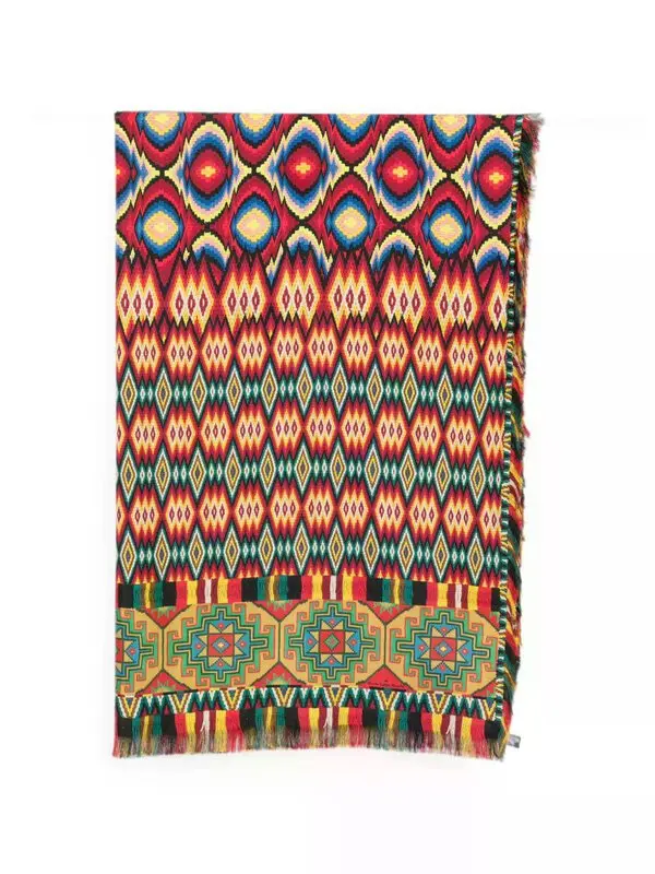 PIERRE-LOUIS MASCIA Geometric-print Fringed Scarf - Red