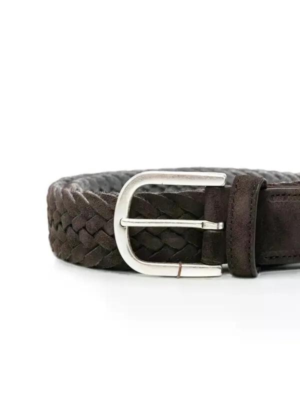 Canali Woven Leather Buckle Belt