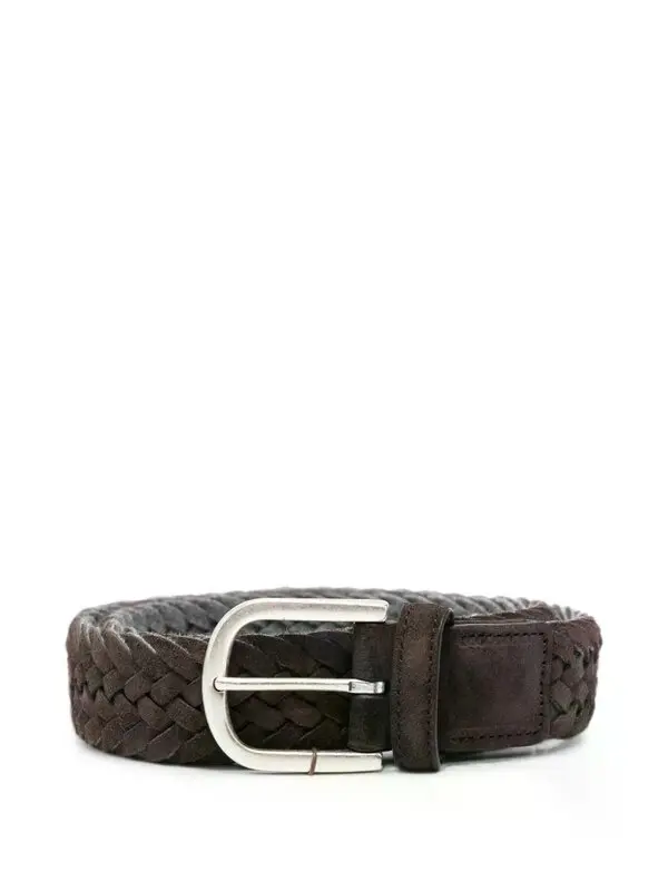 Canali Woven Leather Belt - Brown