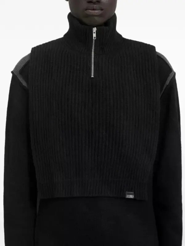 MAISON MARGIELA Ribbed Wool High Neck Half-zip Cropped Vest