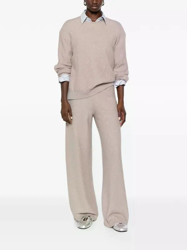 Fabiana Filippi Sequin-embellished Knitted Trousers - Neutrals