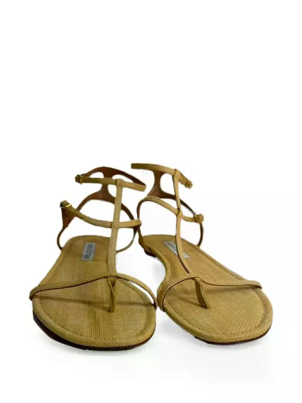 AQUAZZURA So Ponza Raffia T-strap Sandals