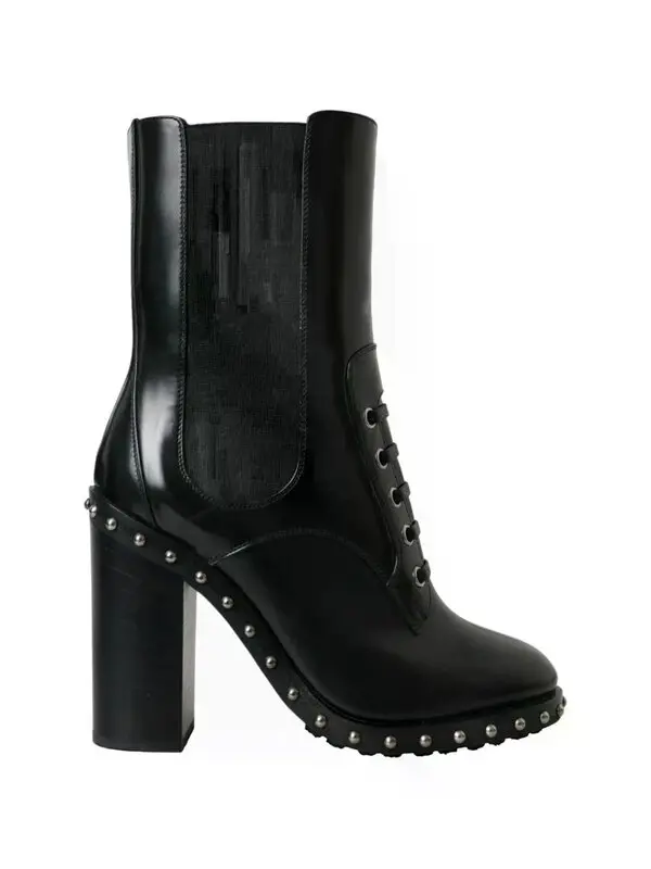 Dolce & Gabbana Studded Lace-up Ankle Boots - Black