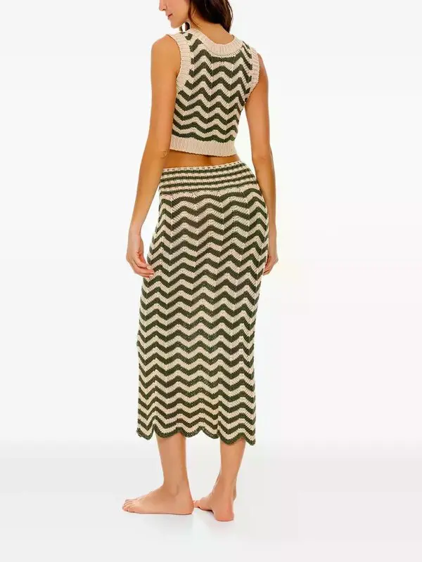 Agua Bendita Zigzag-pattern Midi Skirt