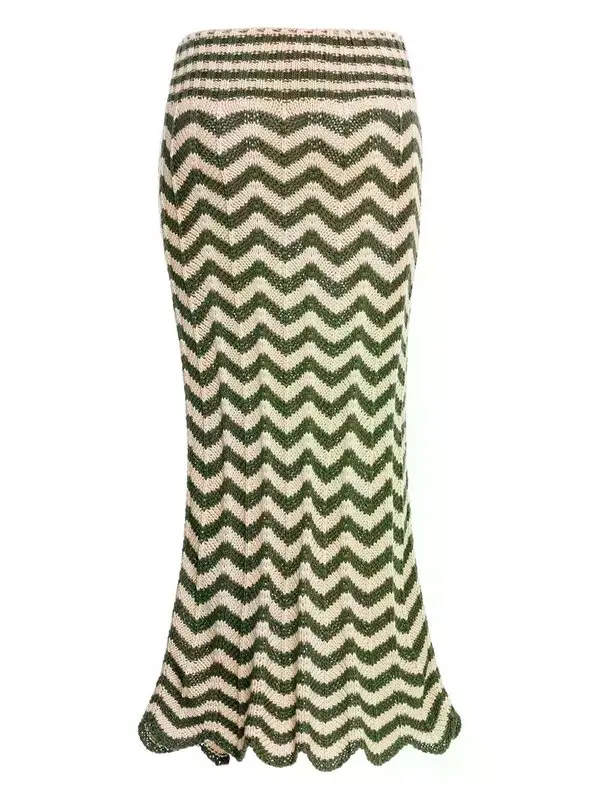Agua Bendita Zigzag-pattern Midi Skirt