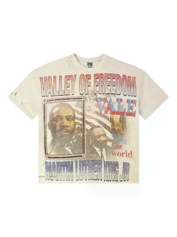 VALE FOREVER Distressed Freedom T-shirt - Neutrals