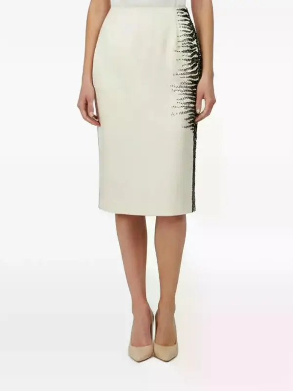 Escada Hand-beaded Silk Midi Skirt - Neutrals