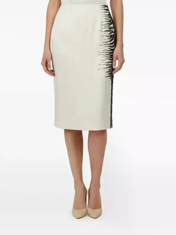 Escada Hand-beaded Midi Skirt - Neutrals