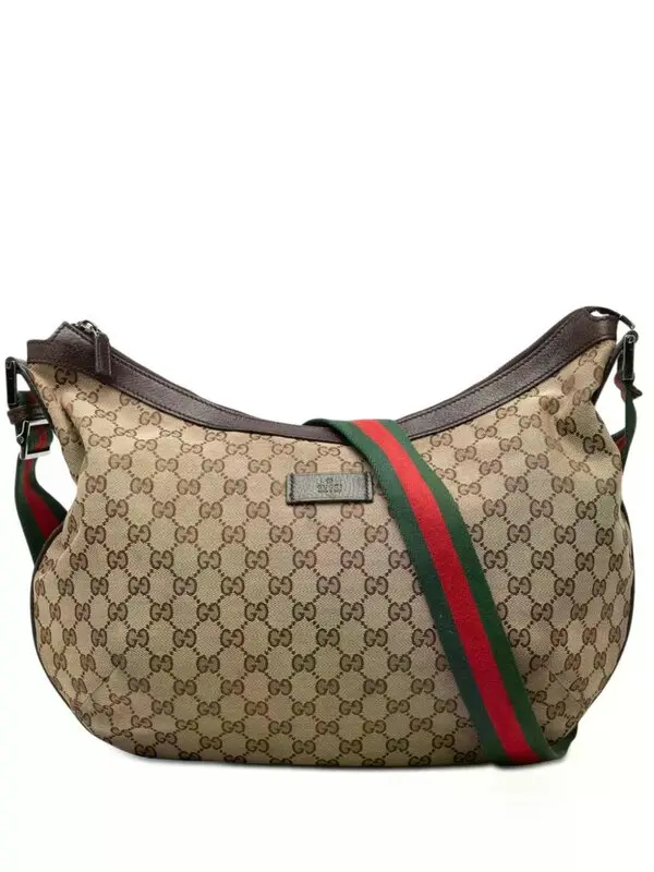 Gucci 2000-2015 Gg Canvas Web Half Moon Crossbody Bag