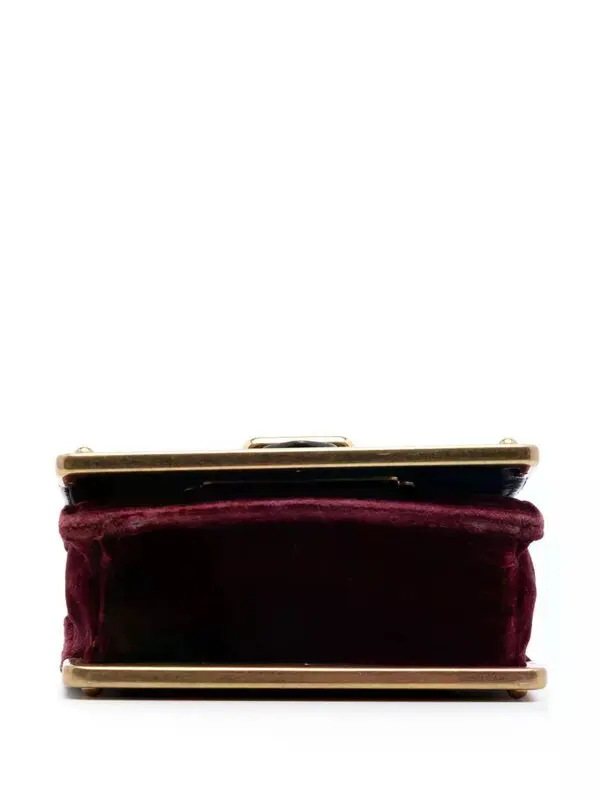 Prada 2010-2026 Micro Croc Embossed Leather Trimmed Velluto Cahier Crossbody Bag