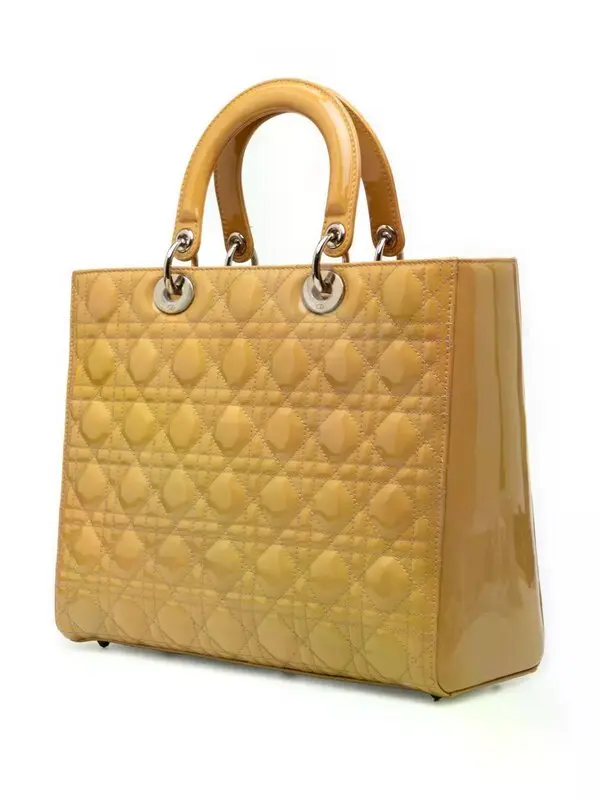 Dior Large Patent Cannage Lady Satchel - Neutrals