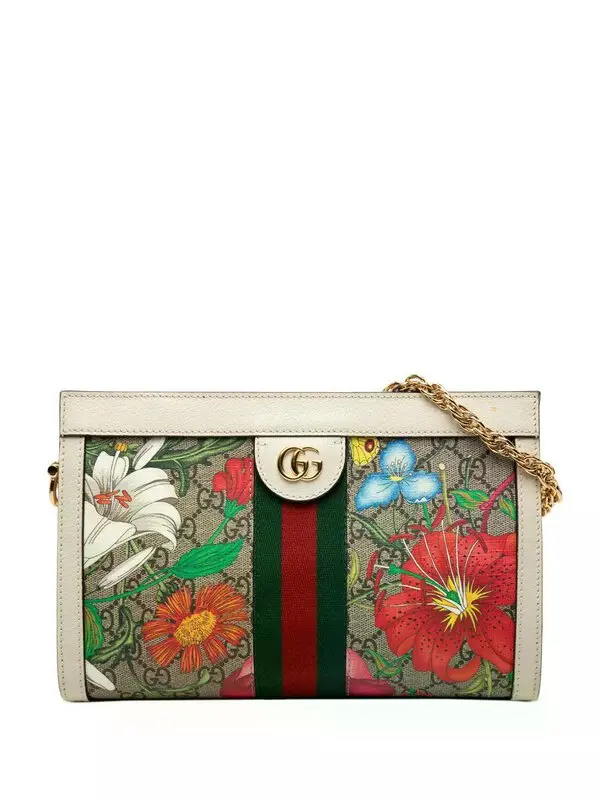 Gucci 2000-2015 Small Gg Supreme Flora Web Ophidia Chain Crossbody Bag