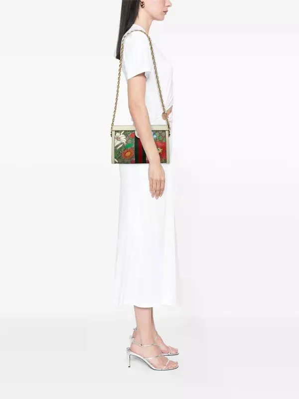 Gucci 2000-2015 Small Gg Supreme Flora Web Ophidia Chain Crossbody Bag