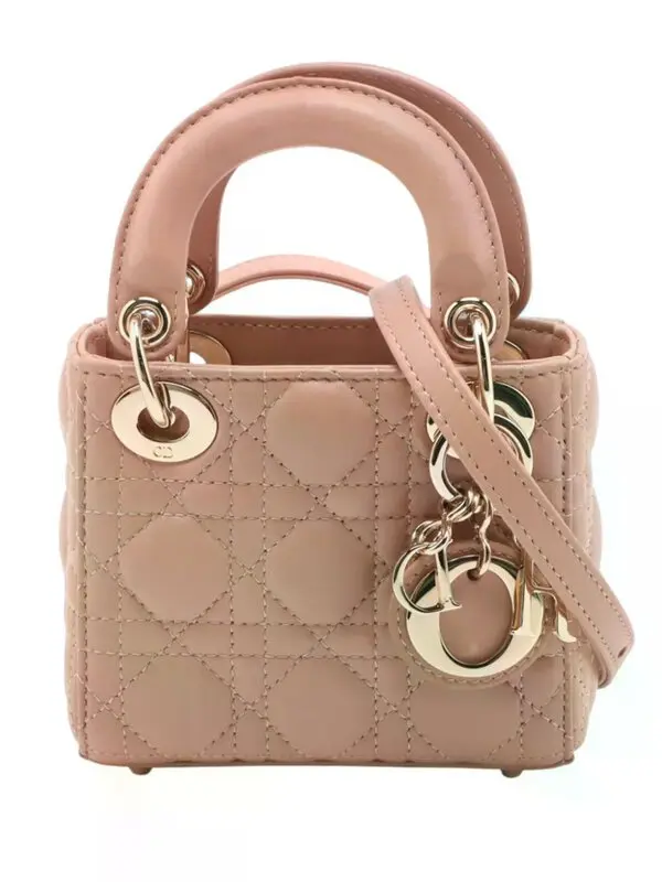 Dior 2021 Micro Lambskin Cannage Lady Satchel - Brown