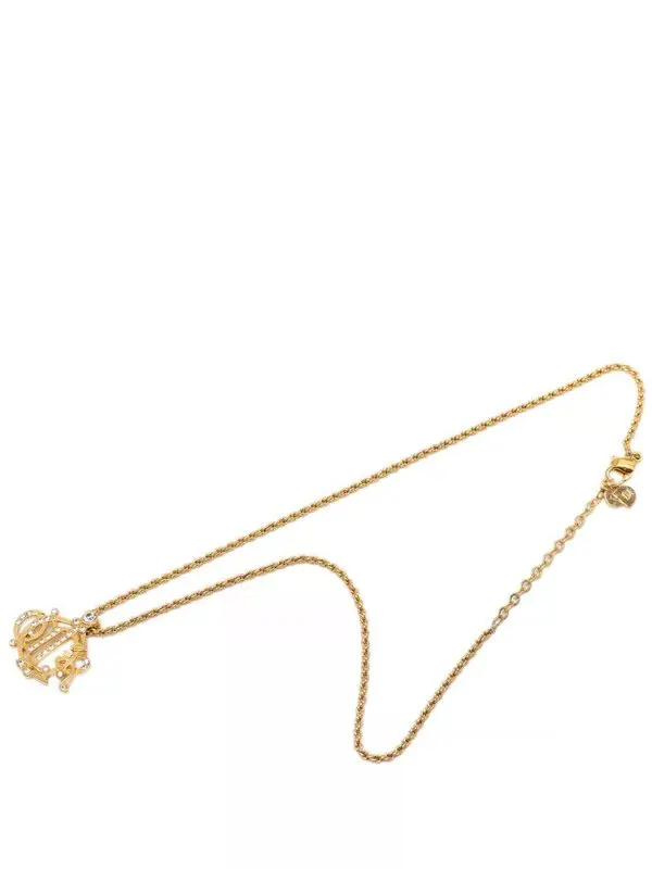 Dior Plated Strass Logo Pendant Necklace - Gold