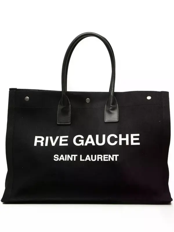 Saint Laurent 2020 Large Canvas Rive Gauche Tote Bag - Black