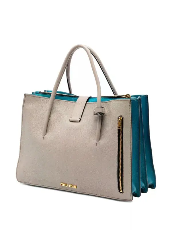 Miu Miu 2010-2026 Goatskin Madras Push Lock Tote Satchel