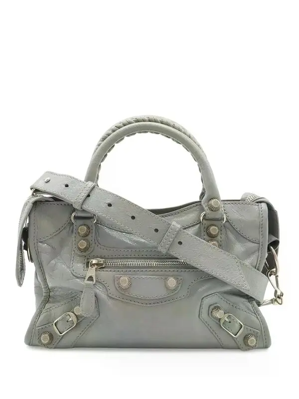 Balenciaga 2018-2026 Mini Lambskin Motocross Giant 21 City Satchel - Grey
