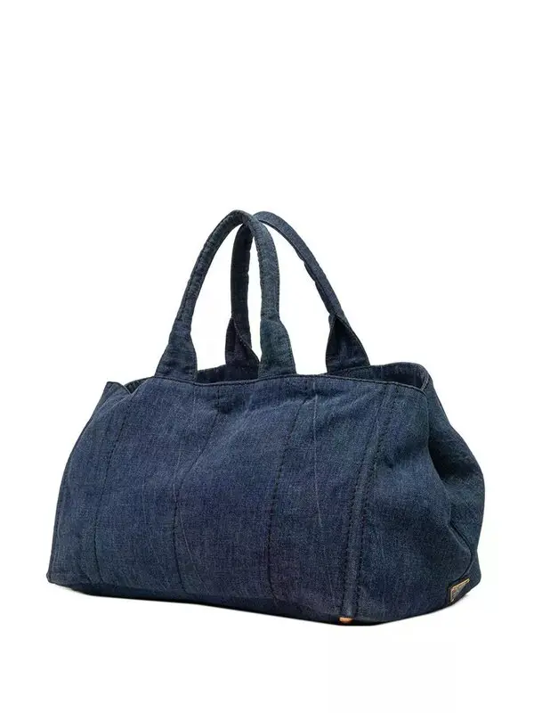 Prada Large Denim Canapa Logo Satchel