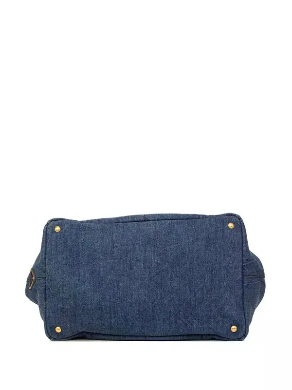 Prada Large Denim Canapa Logo Satchel