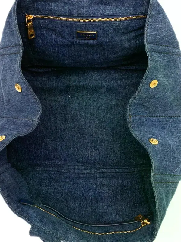 Prada Large Denim Canapa Logo Satchel