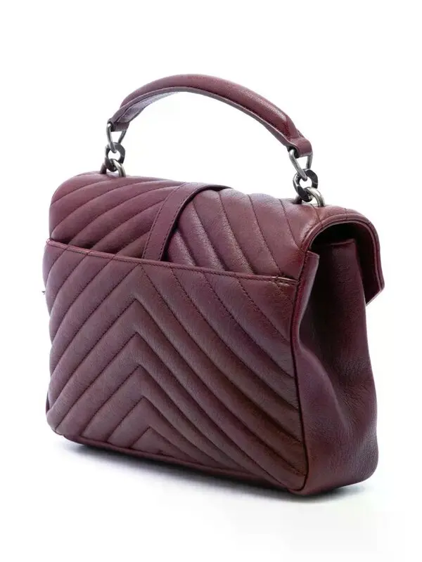 Saint Laurent 2018 Medium Chevron Sheepskin Monogram College Satchel
