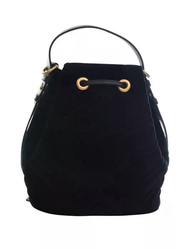 Gucci 2016-2026 Gg Marmont 2.0 Matelasse Velvet Bucket Bag - Black