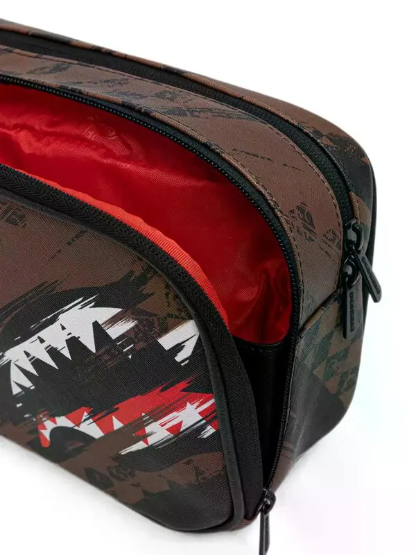 SPRAYGROUND Shark-print Zip-around Wash Bag