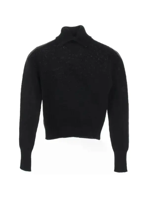 Prada Wool Roll Neck Sweater With Triangle Patch - Black
