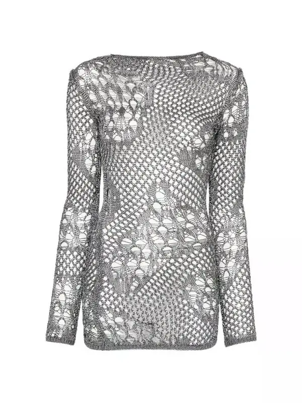 DONDUP Open-knit Long-sleeve Mini Dress