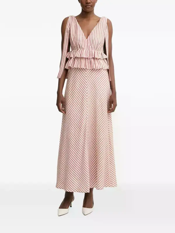 PEDRO DEL HIERRO Striped Ruffled Maxi Dress