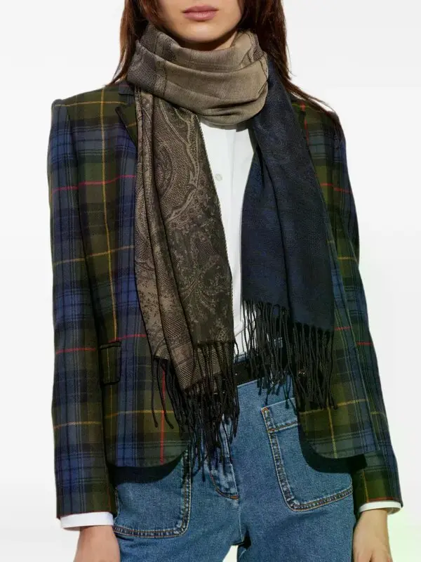 Etro Paisley-jacquard Fringed Scarf
