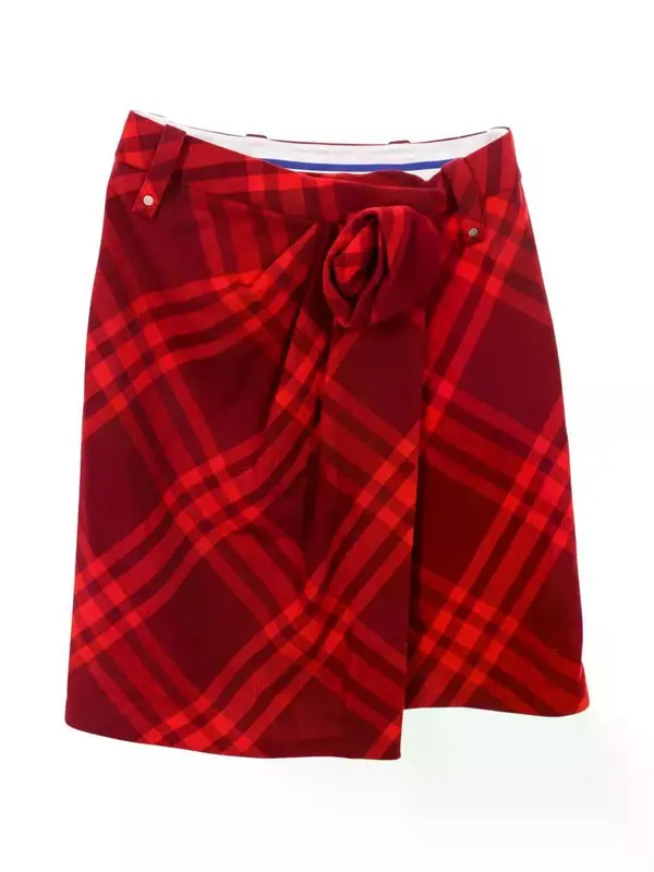 Burberry 2010s Check-pattern Wrap Mini Skirt - Red