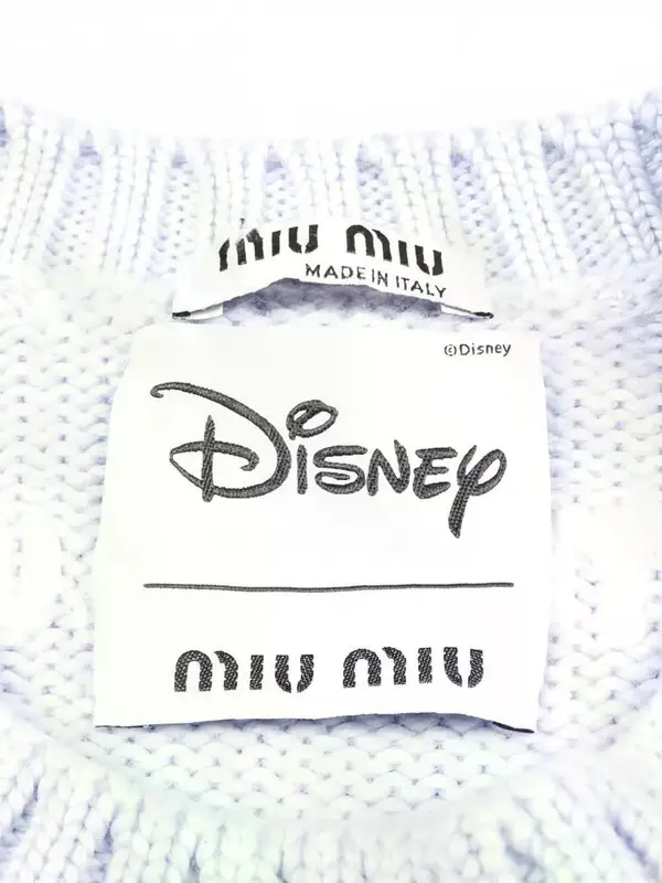 Miu Miu X Disney Mickey Mouse Intarsia Knit Cropped Sweater