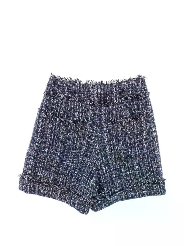 Balmain Navy Bouclé Tweed Raw-edge Shorts