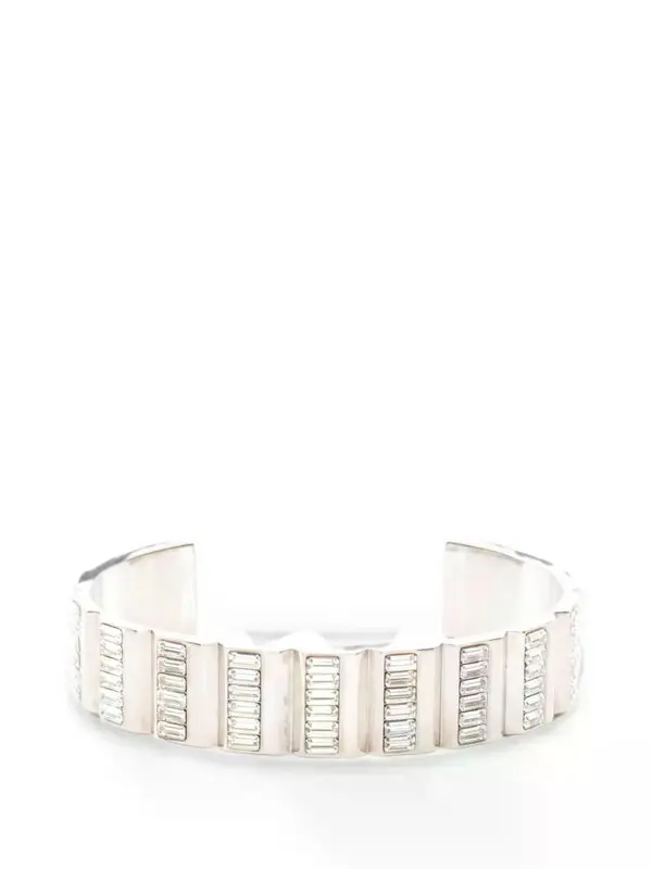 Saint Laurent 2000s Rhinestone-embellished Cuff Bracelet - Silver
